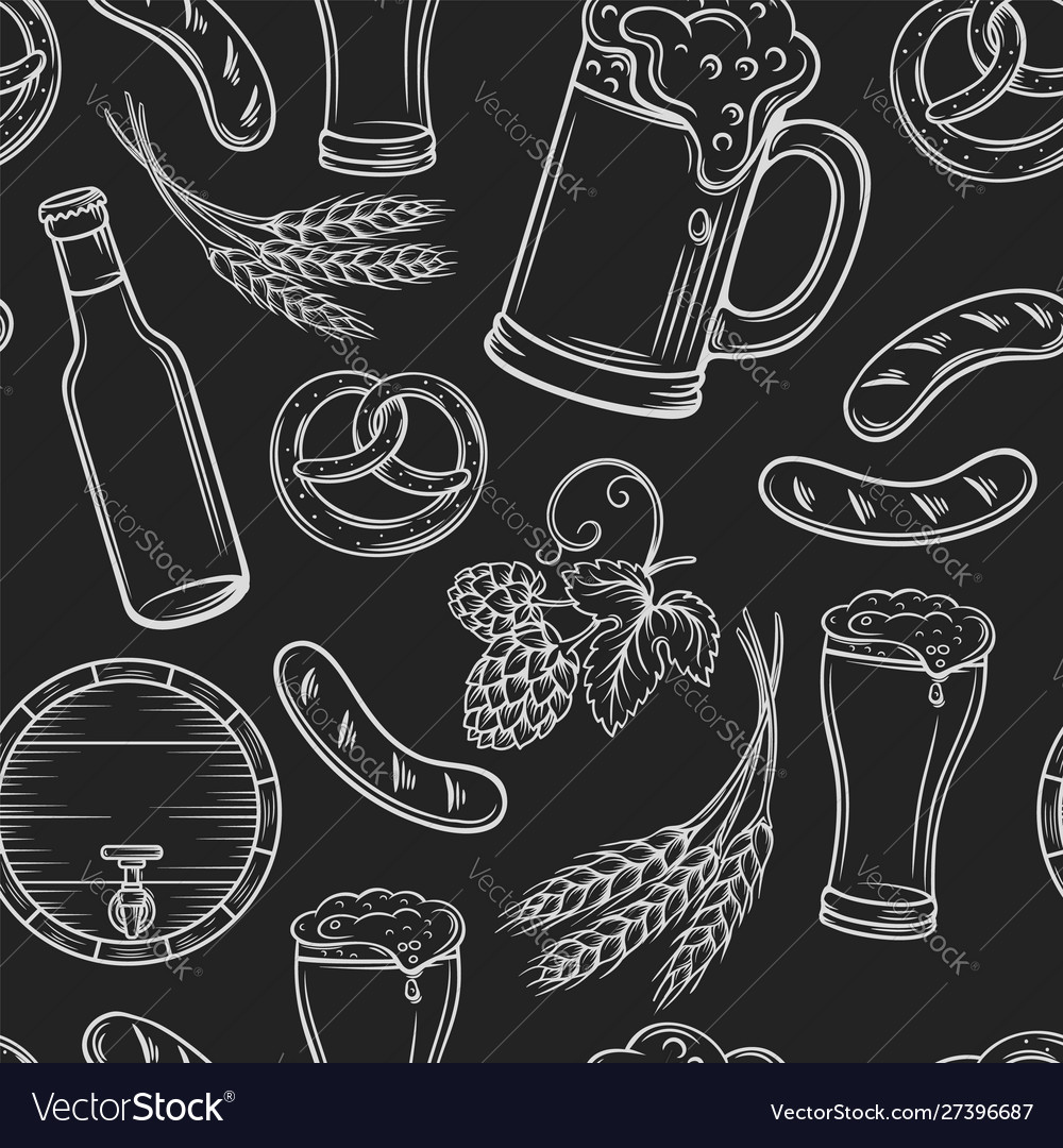 Beer seamless pattern Royalty Free Vector Image
