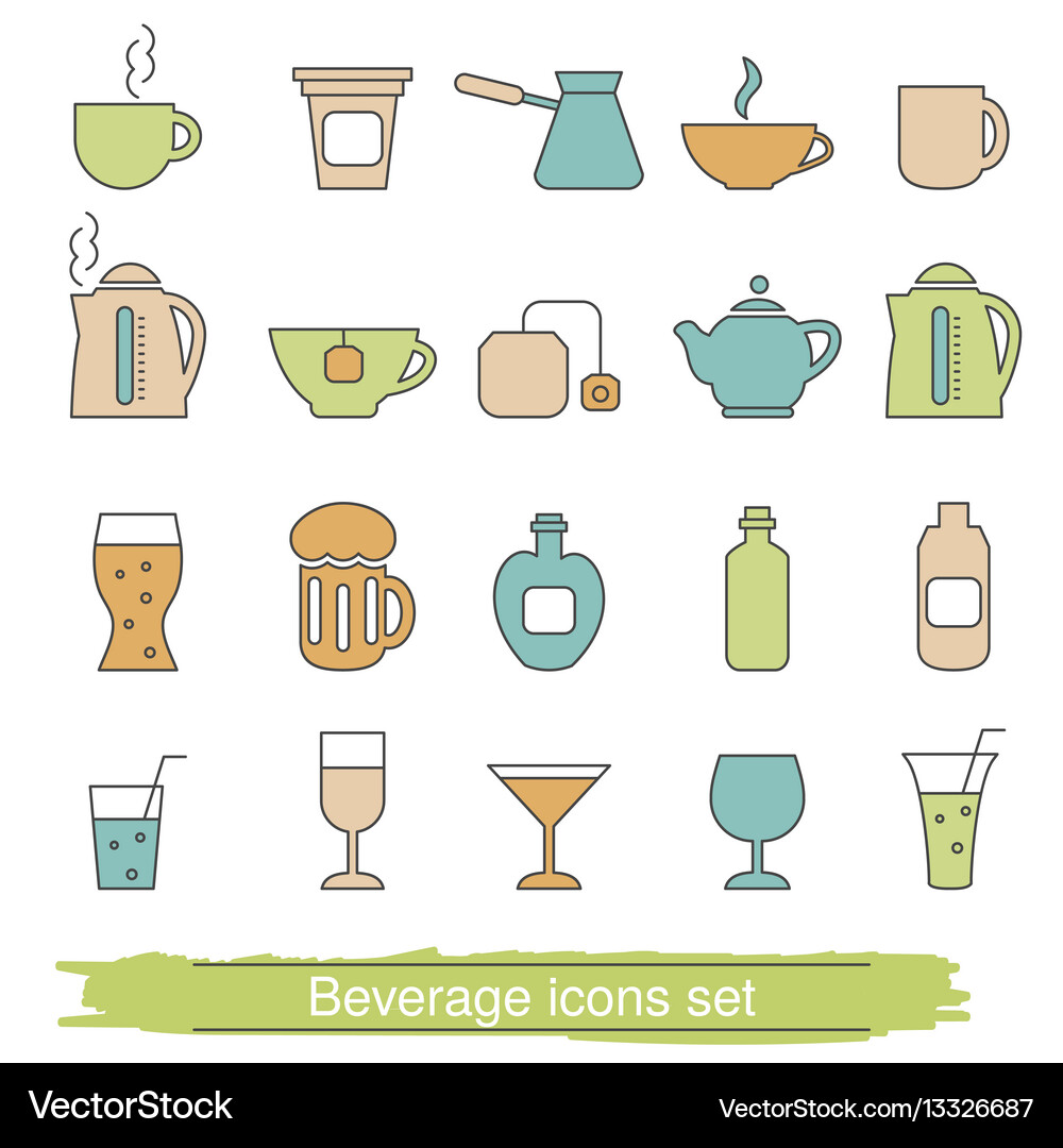 Beverage icons set icons set Royalty Free Vector Image