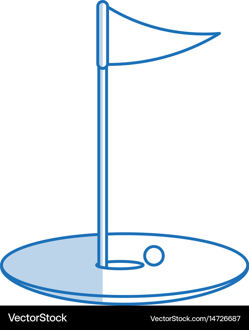 Blue shading silhouette cartoon golf flag Vector Image