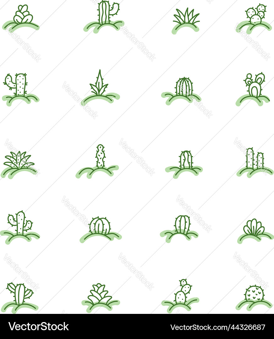 Cactuses and succulents on a white background Vector Image