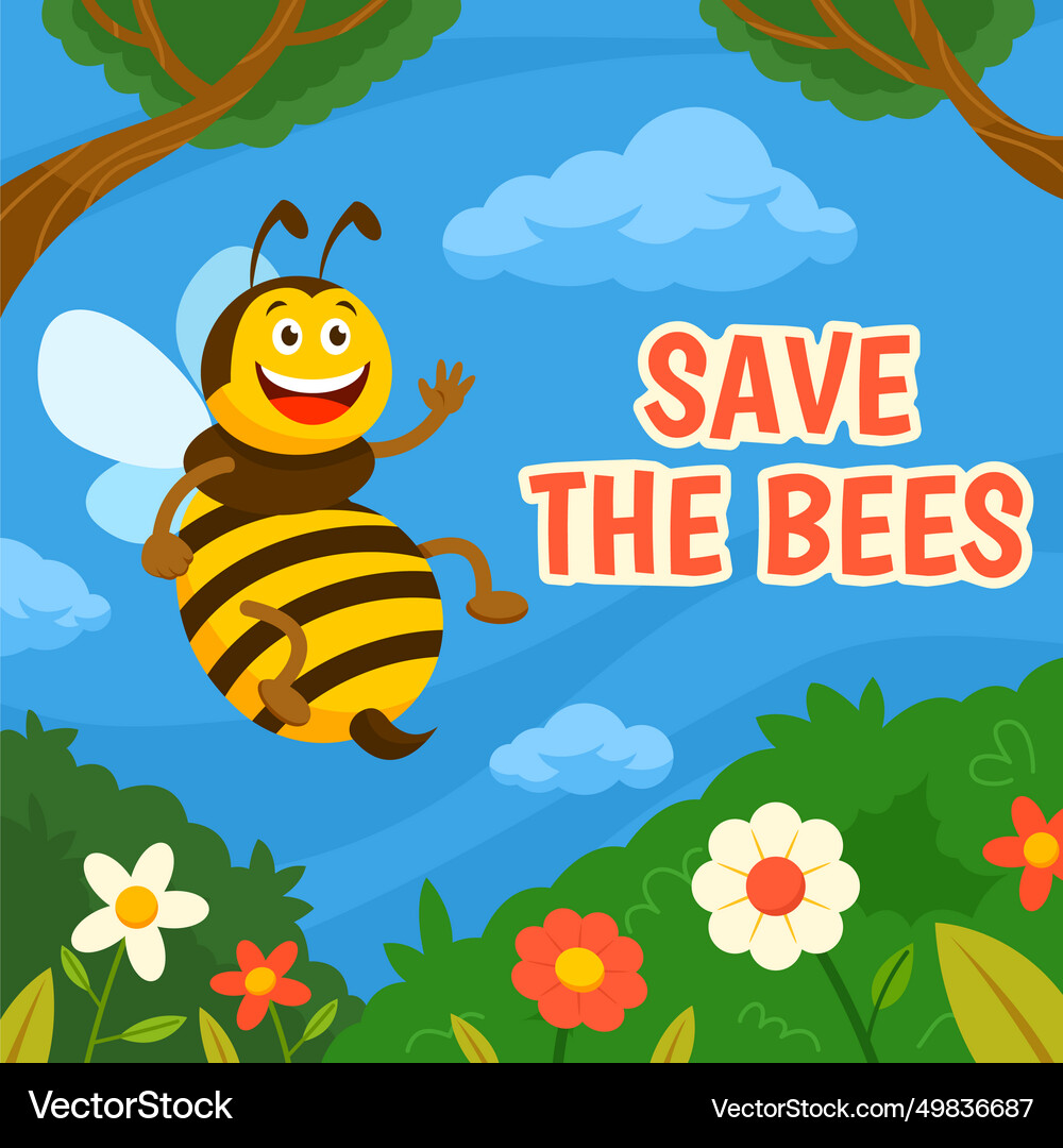Campaign of save the bees Royalty Free Vector Image