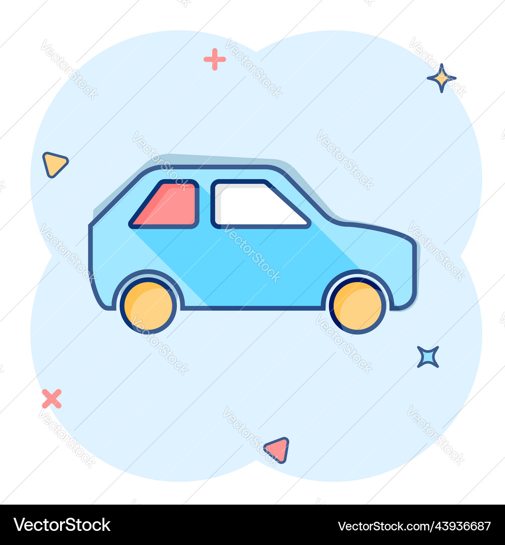 Car icon in comic style automobile cartoon Vector Image