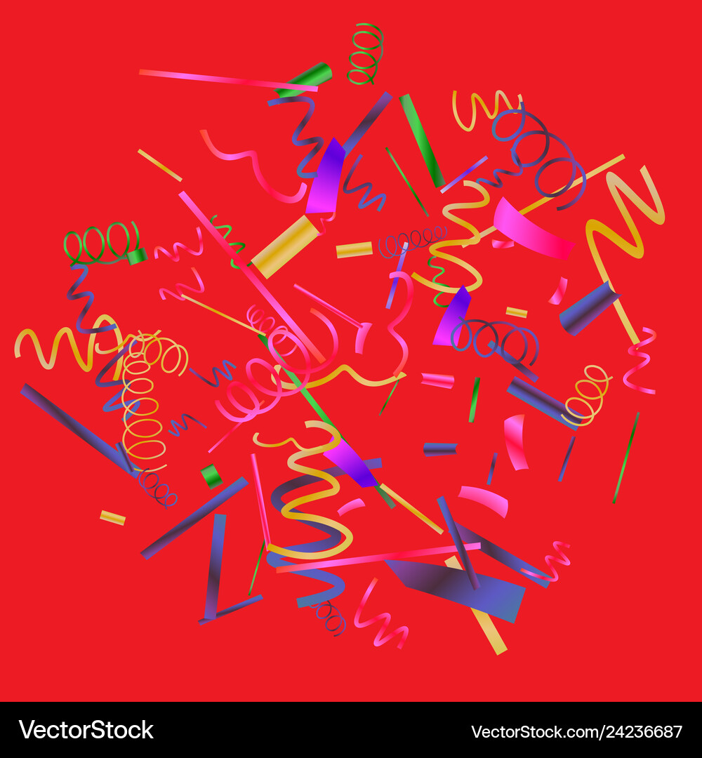 Colorful colored confetti on a red background Vector Image