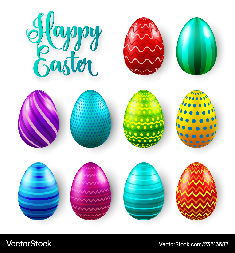Easter eggs colored set spring holidays in april Vector Image