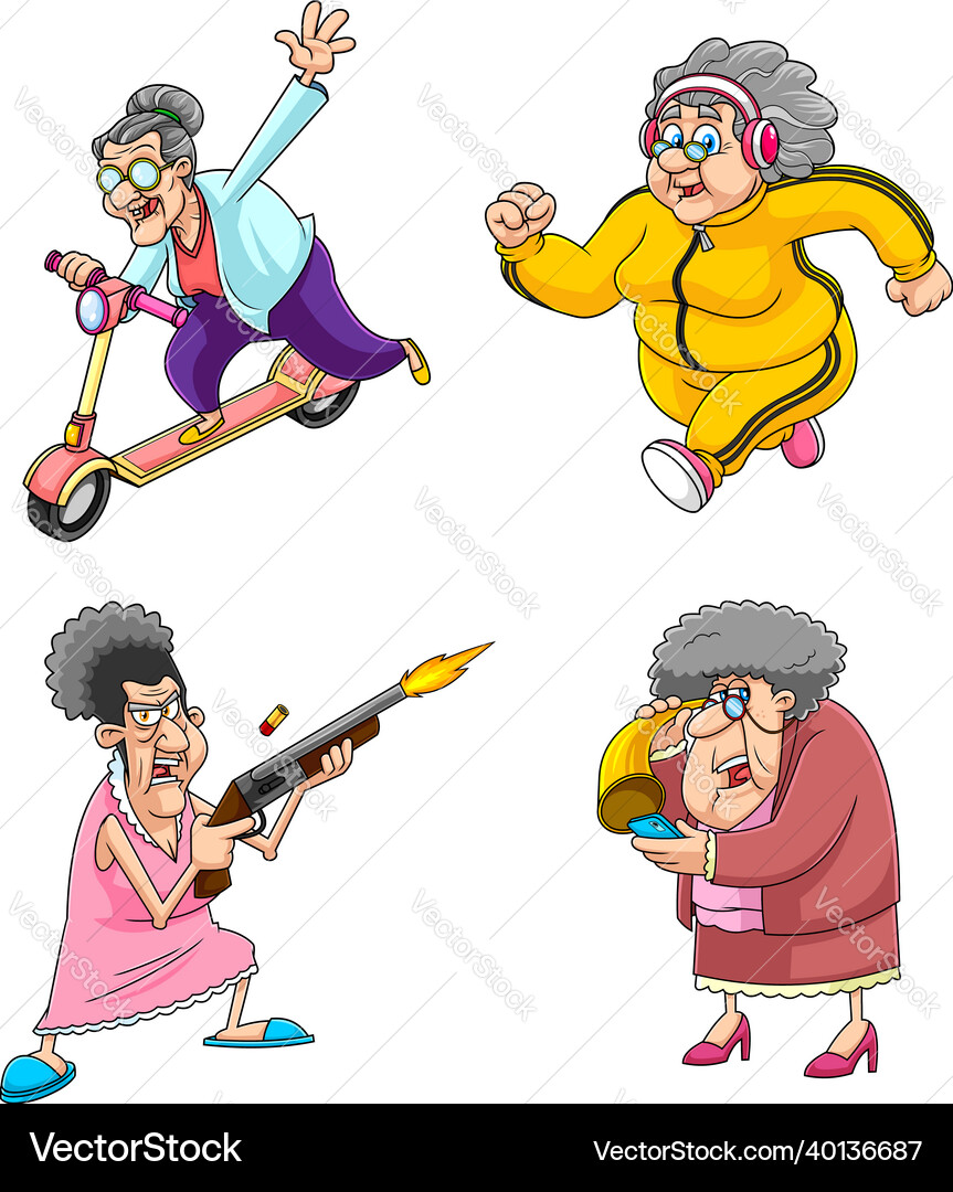 Grandma cartoon characters collection set Vector Image