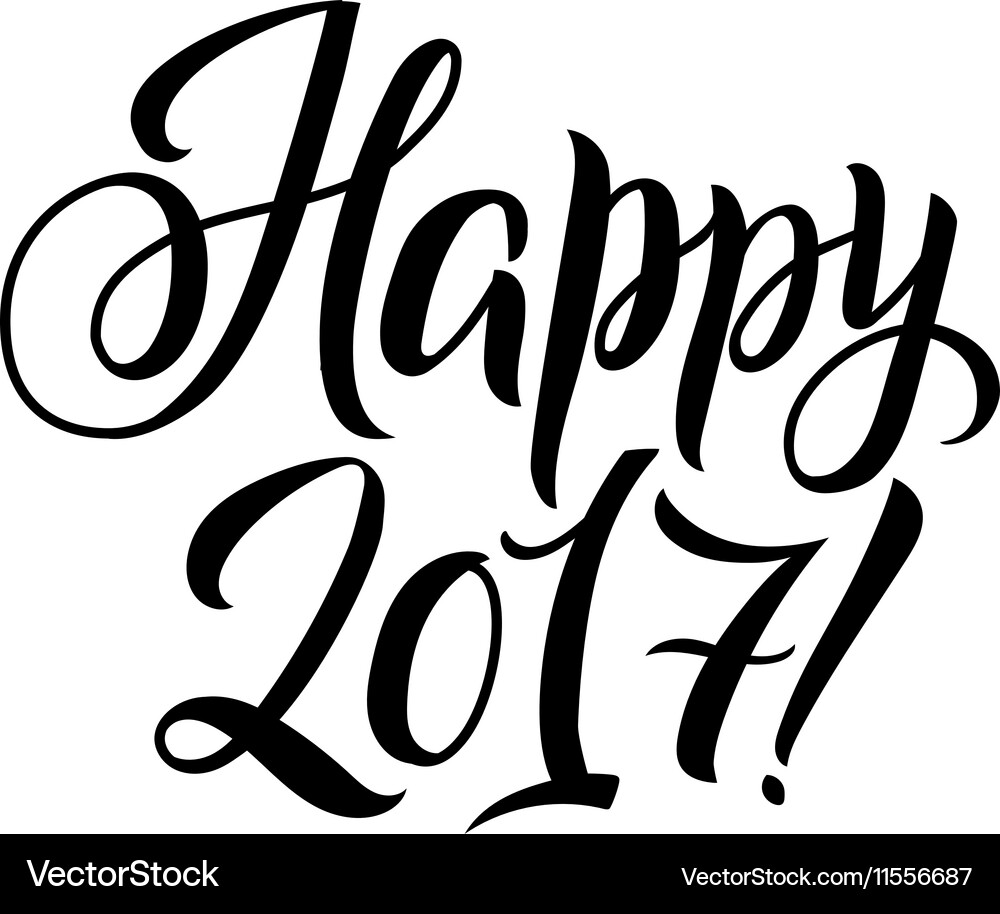 Happy new year 2017 calligraphy greeting card Vector Image