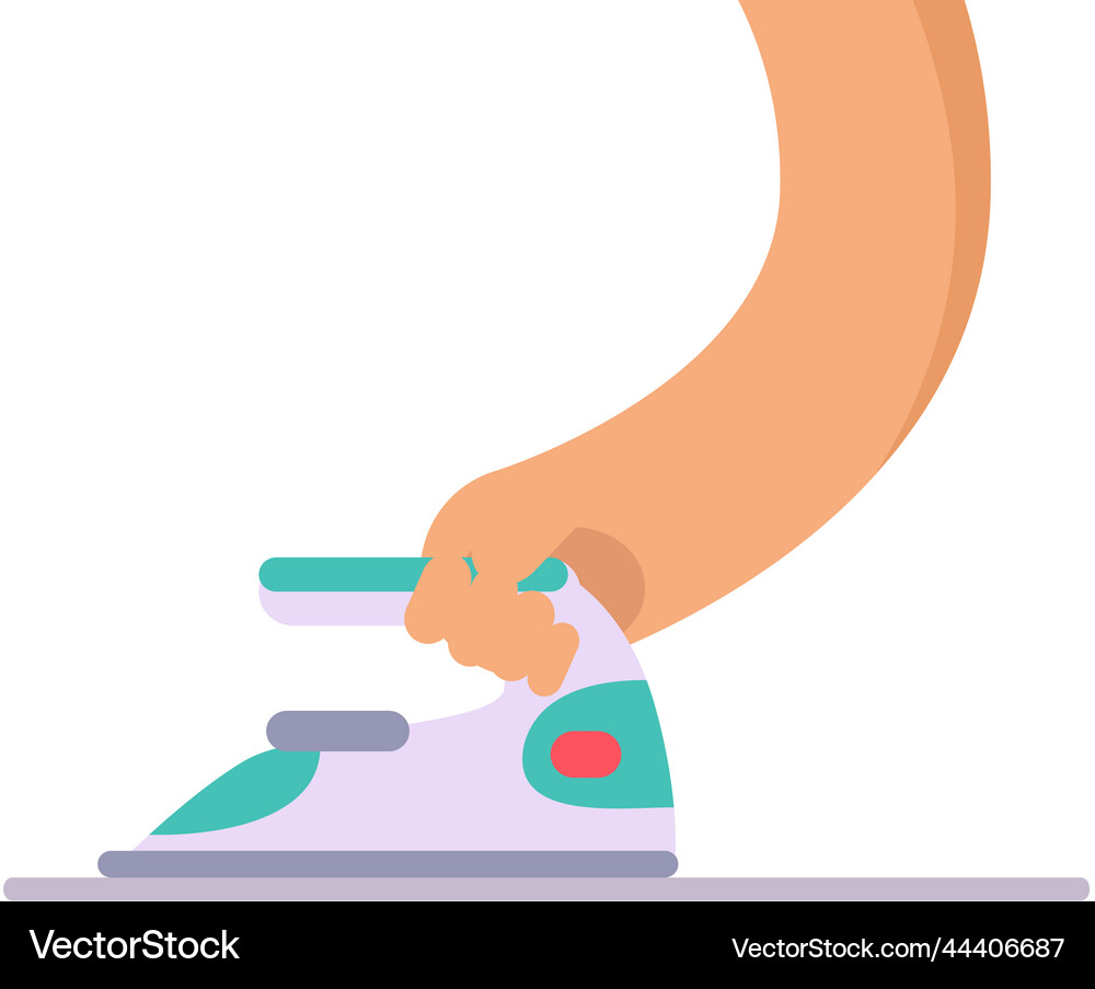 Human hand ironing linen with flatiron home Vector Image