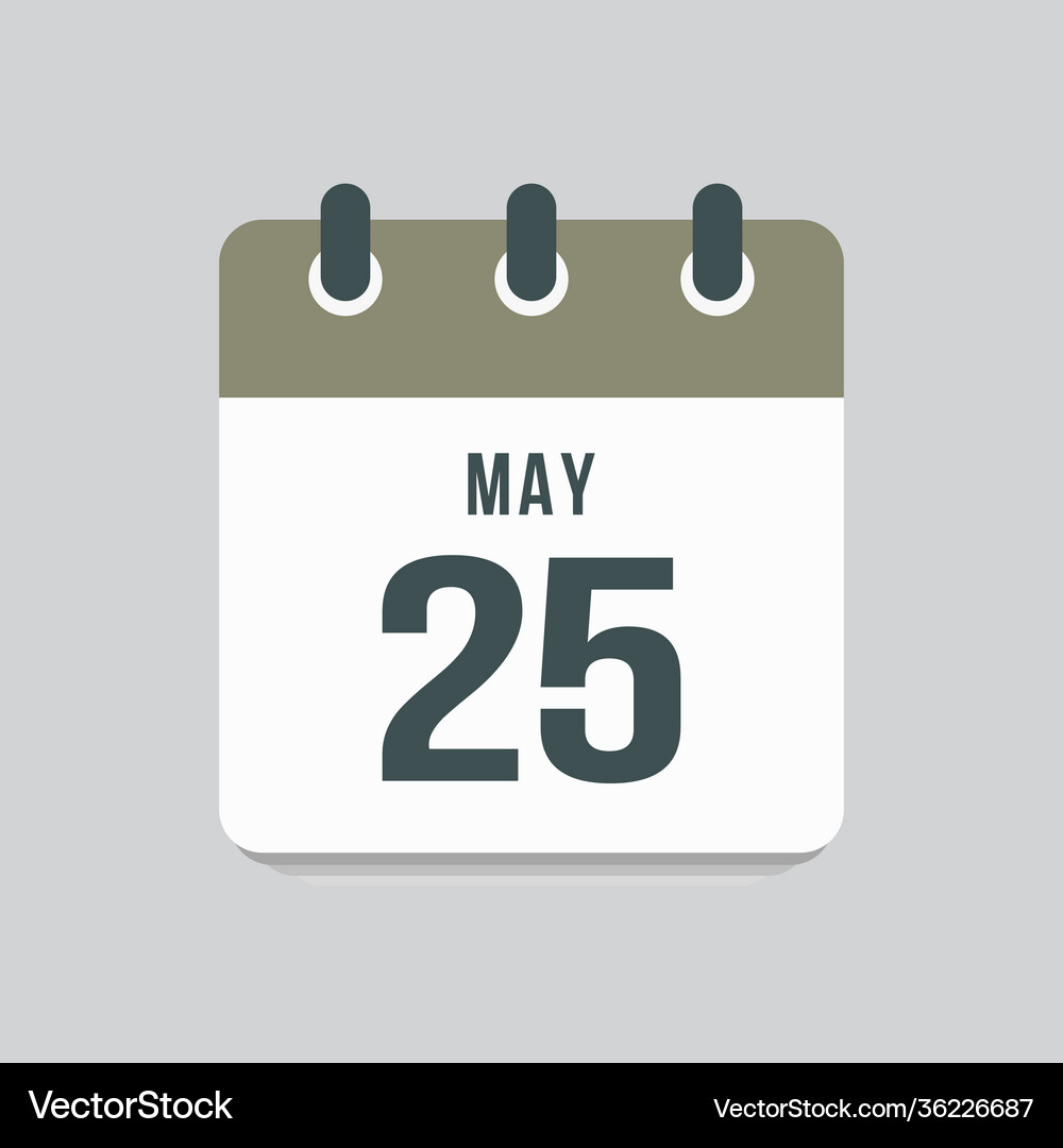 Icon day date 25 may template calendar page Vector Image