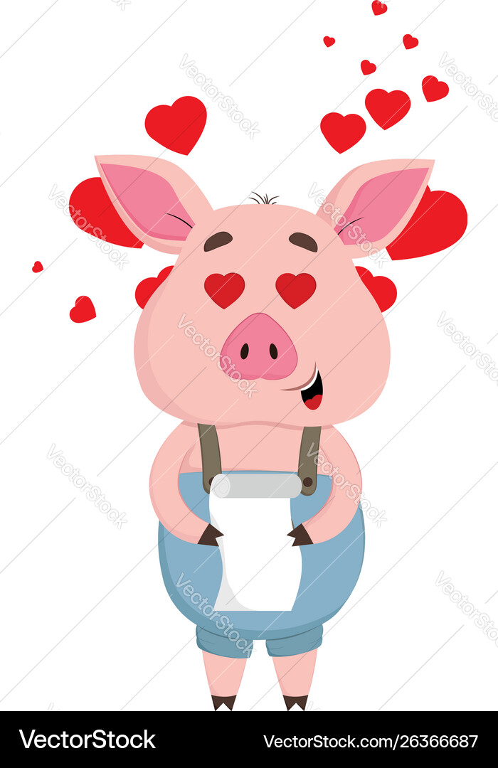 Pig in love or color Royalty Free Vector Image