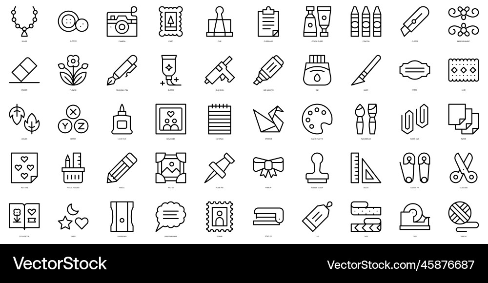 Set of thin line scrapbooking icons Royalty Free Vector