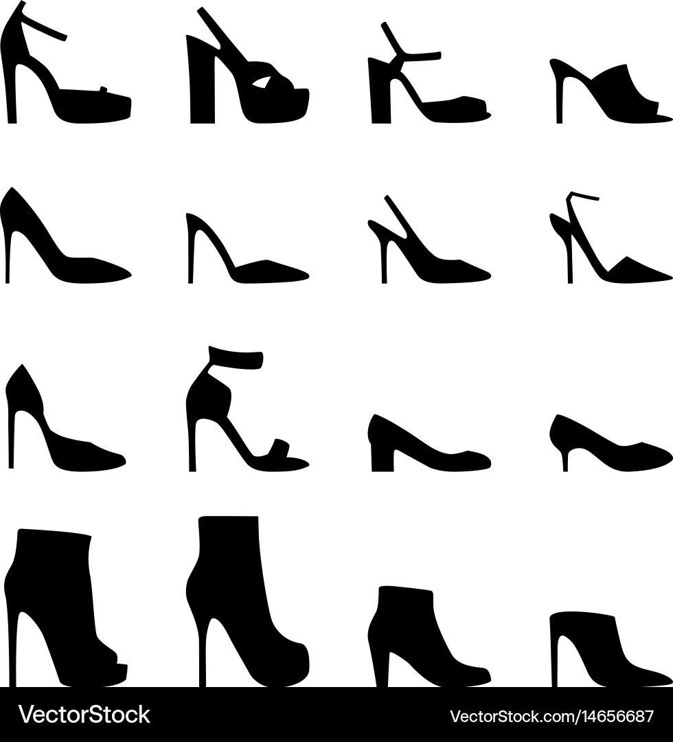 Set women shoes Royalty Free Vector Image - VectorStock
