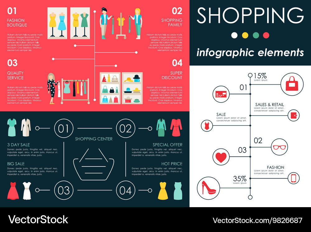 Shopping center concept retail infographic flat Vector Image