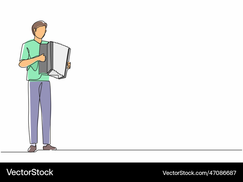 Single one line drawing man musician playing Vector Image