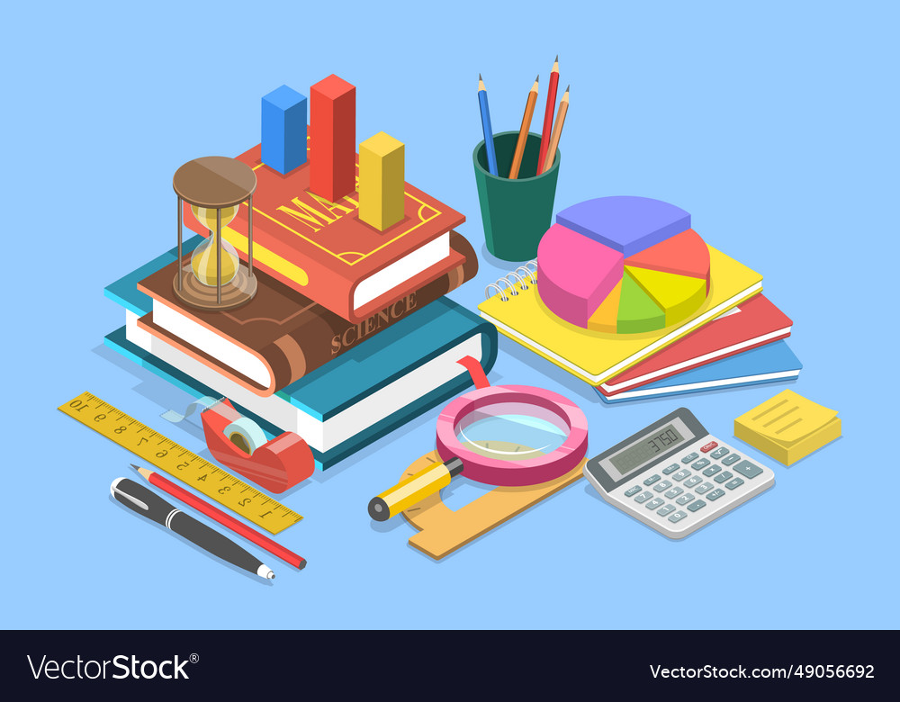 3d isometric flat of math Royalty Free Vector Image