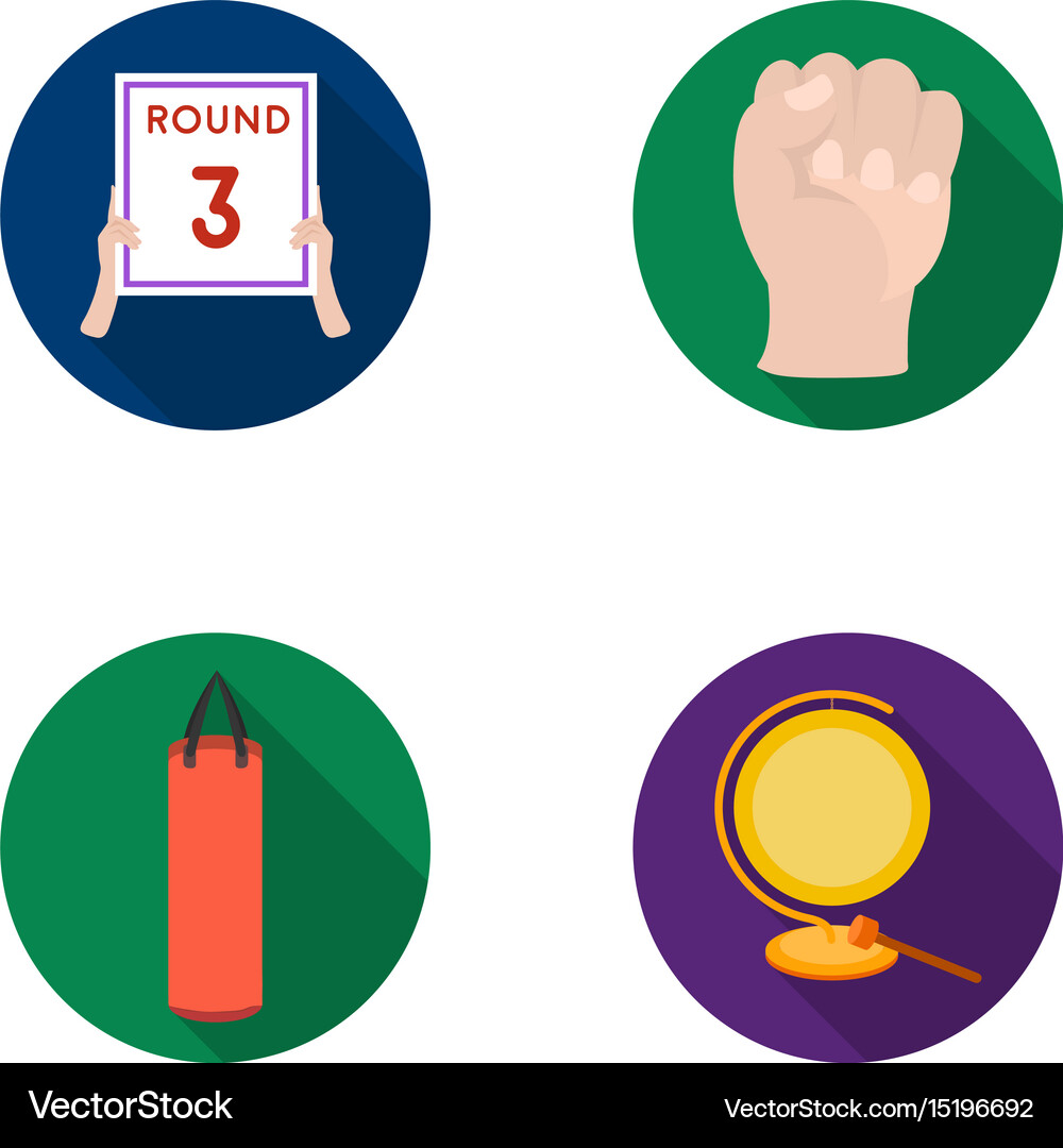 Boxing sport round hand set collection Royalty Free Vector