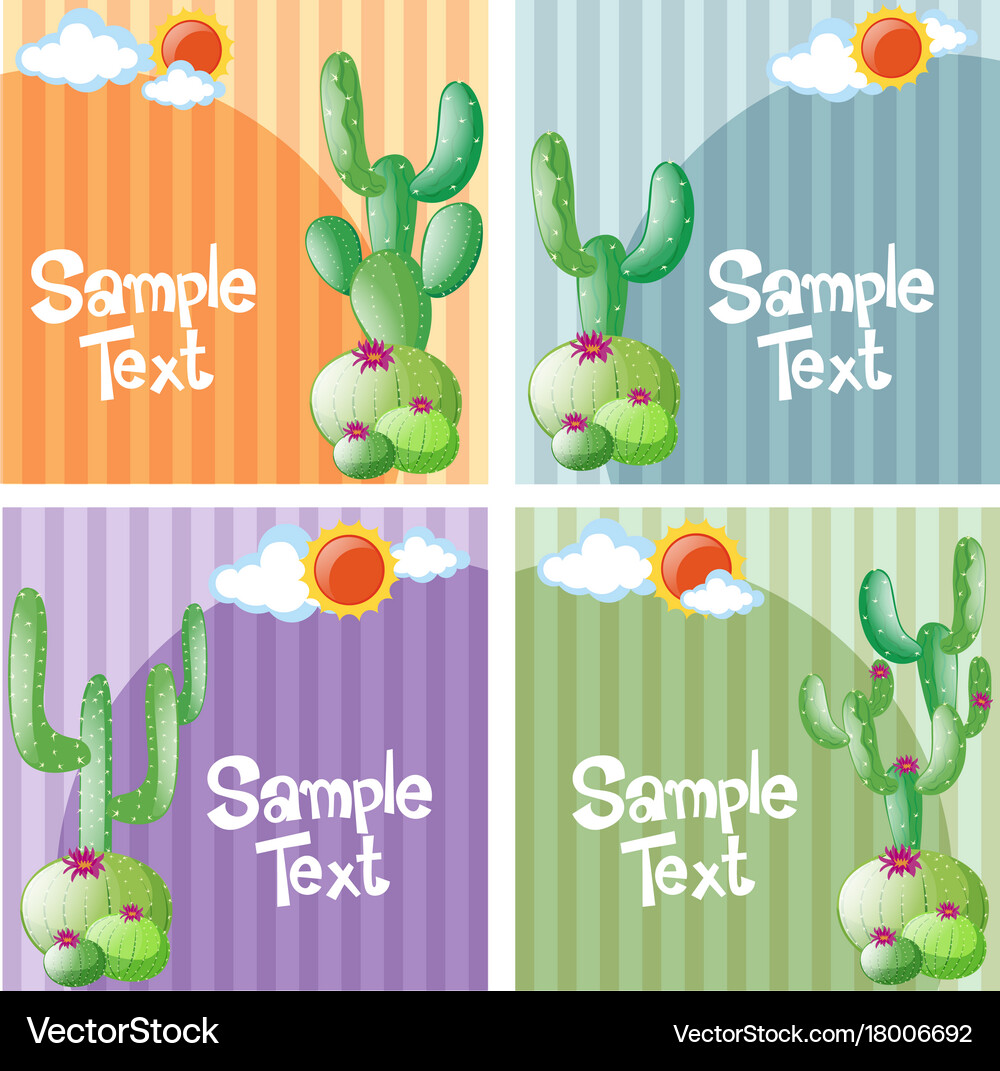 Four design of background with cactus Royalty Free Vector