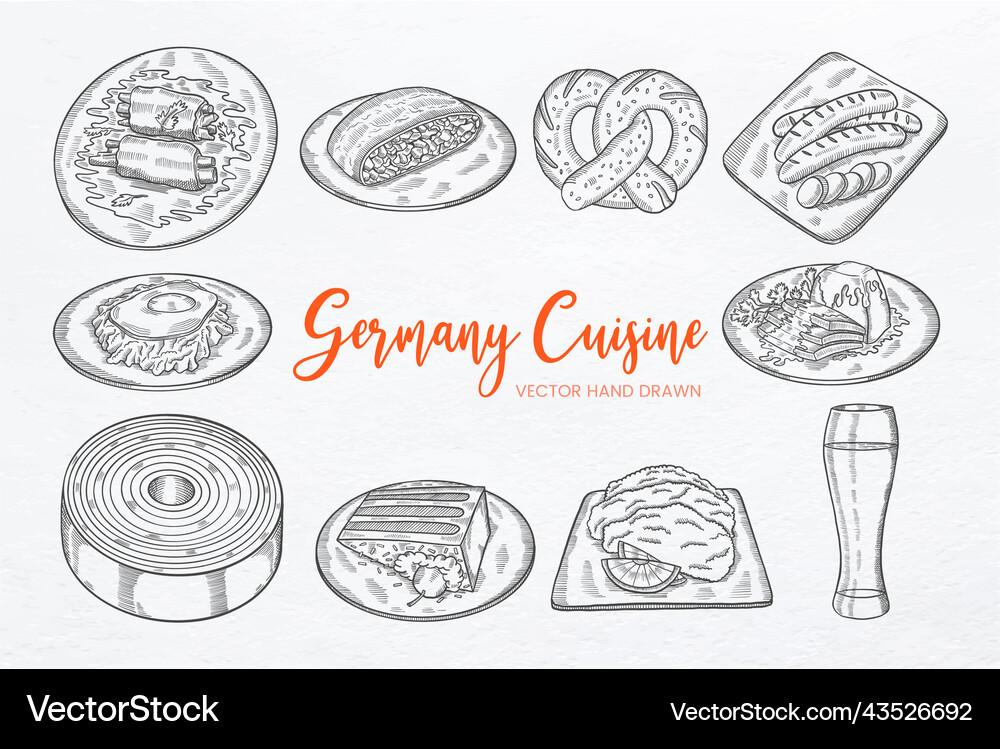 Germany cuisine set collection with hand drawn Vector Image