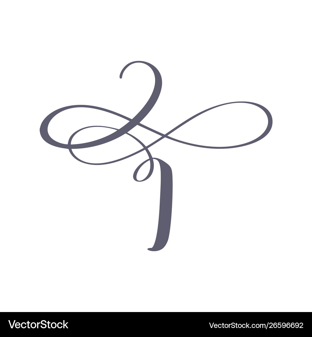 Hand drawn calligraphic floral i monogram Vector Image