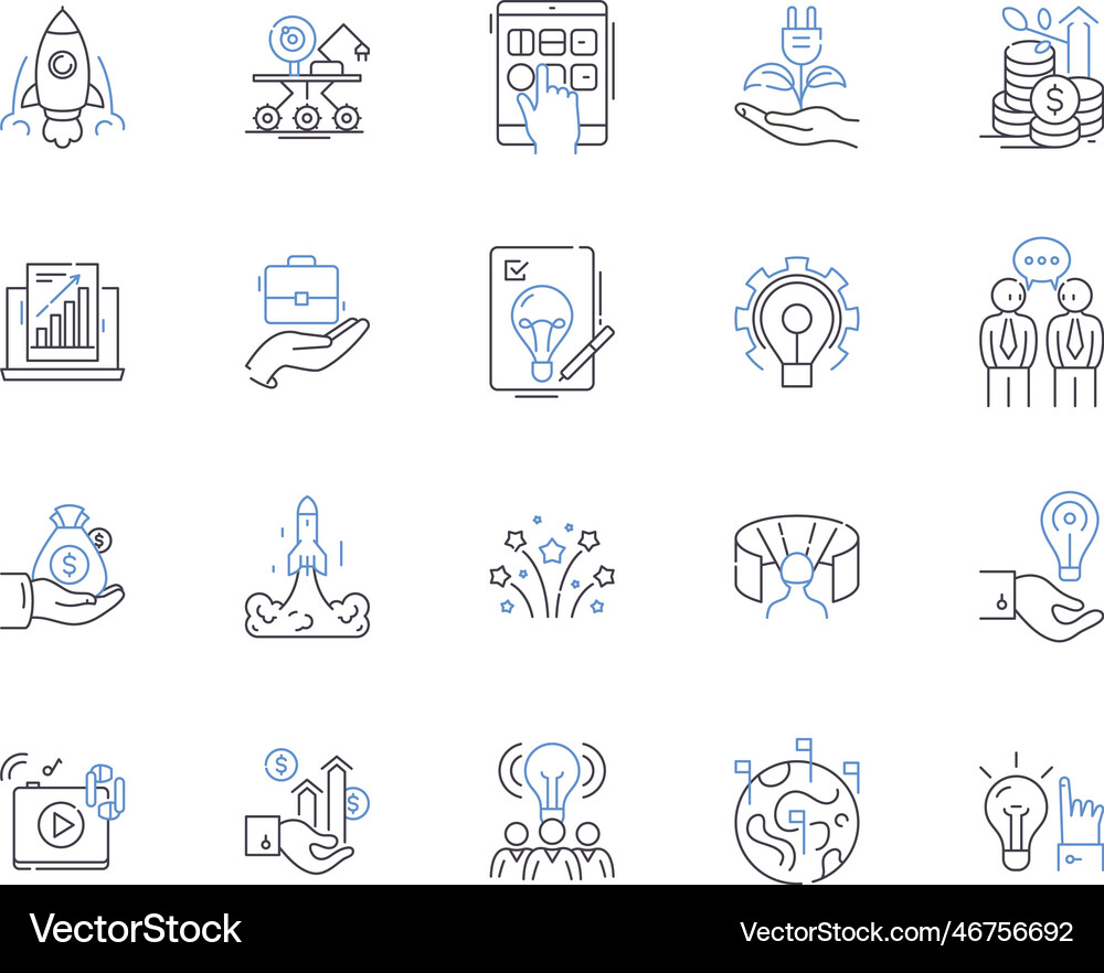 Innovation and progress outline icons collection Vector Image