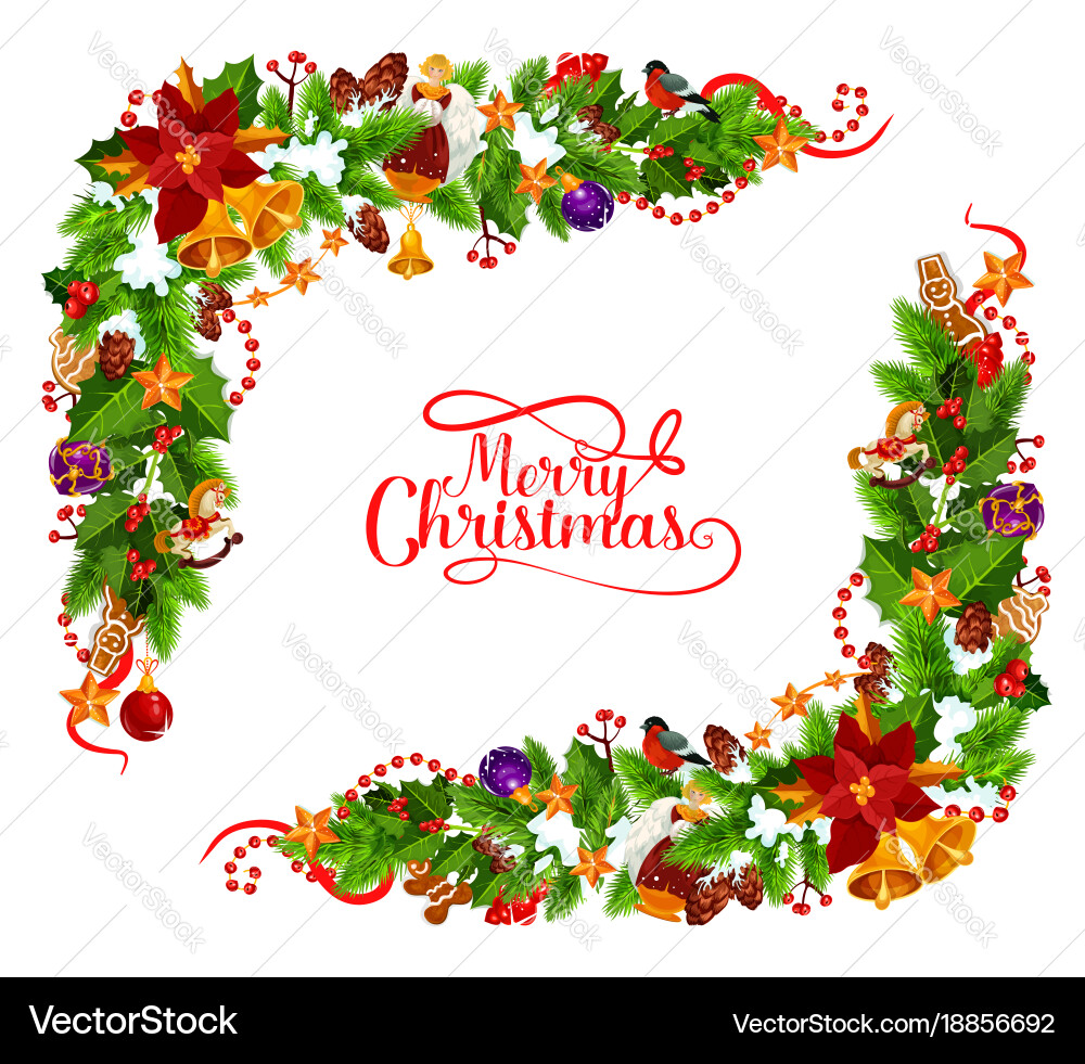 Merry christmas frame decoration Royalty Free Vector Image