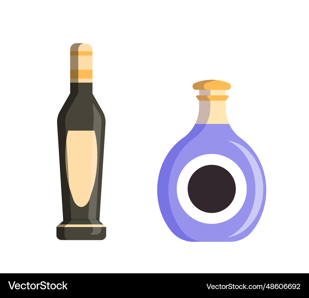 Set of bottles with alcohol concept Royalty Free Vector