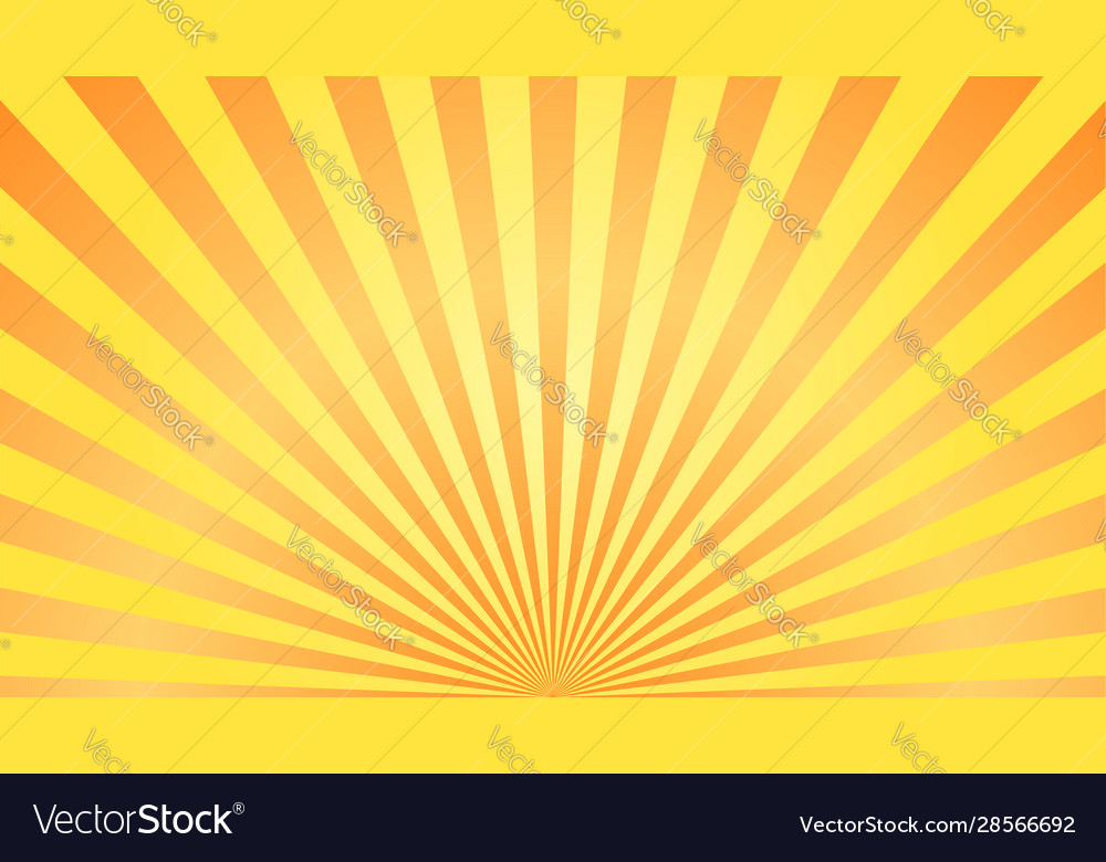 Sun Rays Background Orange Yellow Radiate Vector Image