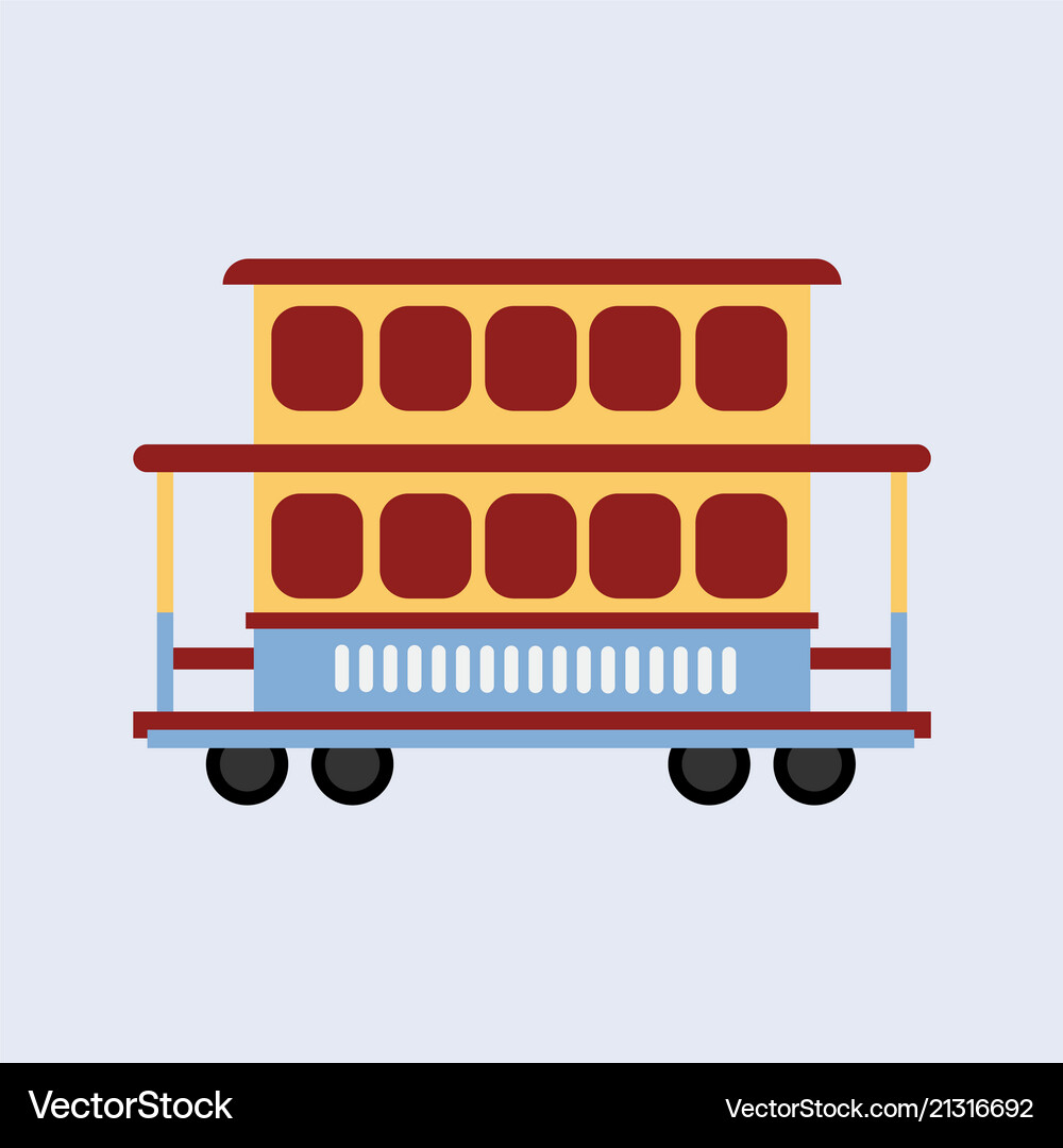 Two-story tram isolated on background side view Vector Image