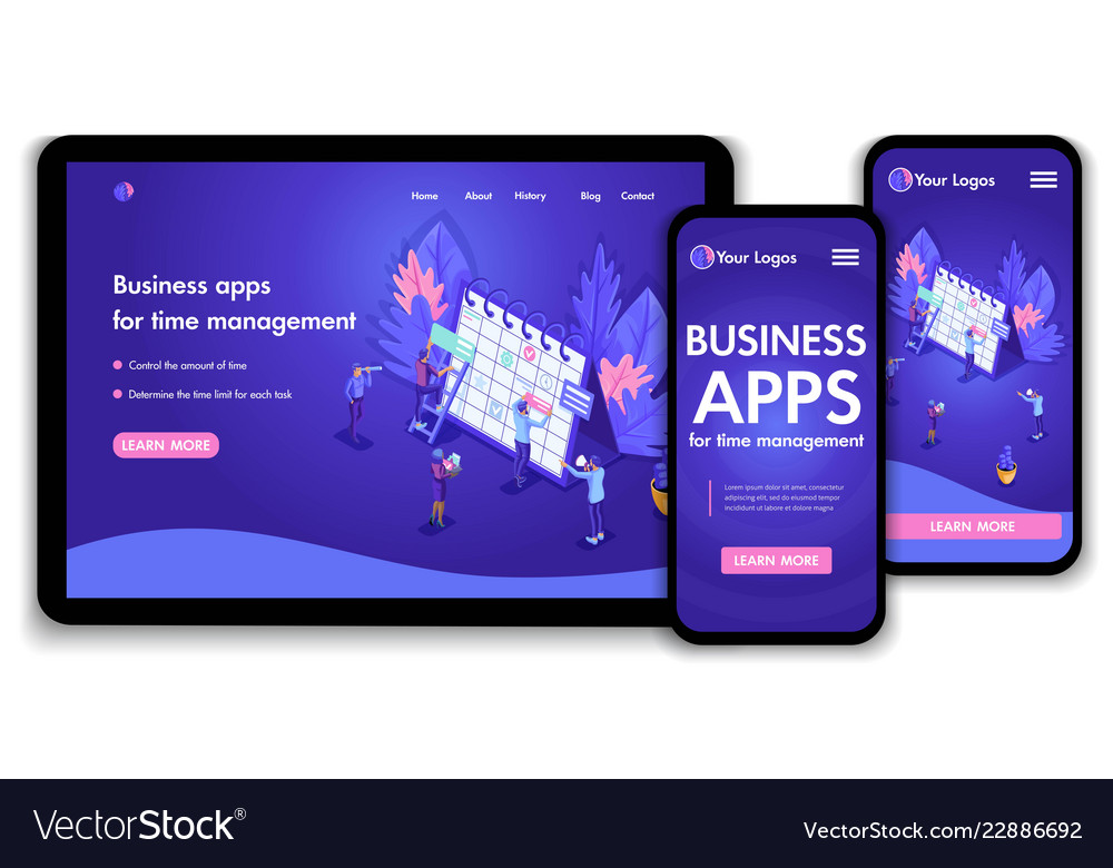 Website template landing page isometric concept Vector Image