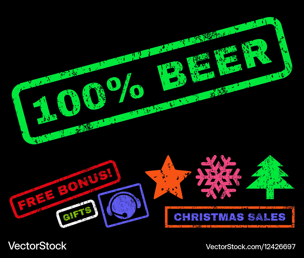 100 Percent Beer Rubber Stamp Royalty Free Vector Image