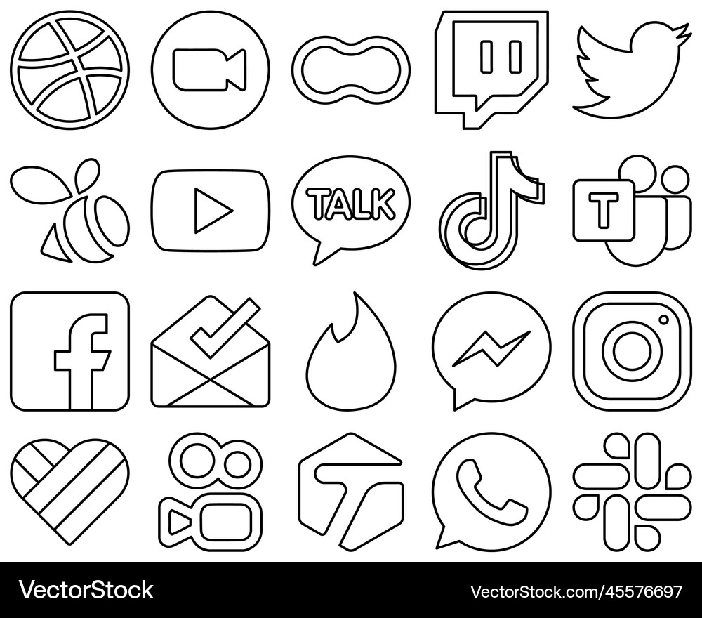 20 high-definition and editable black outline Vector Image