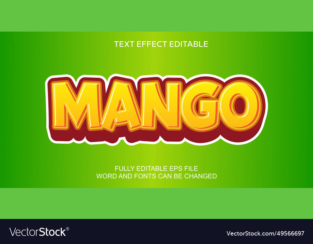 3d text effect mango editable Royalty Free Vector Image
