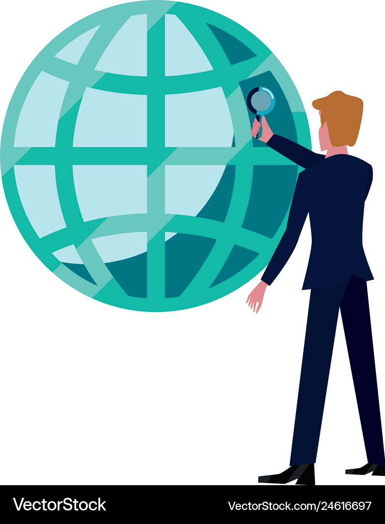 Businessman with magnifier Royalty Free Vector Image