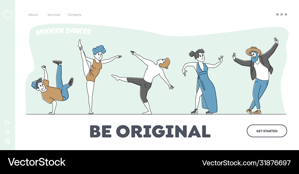 Characters in stylized costumes dance modern Vector Image