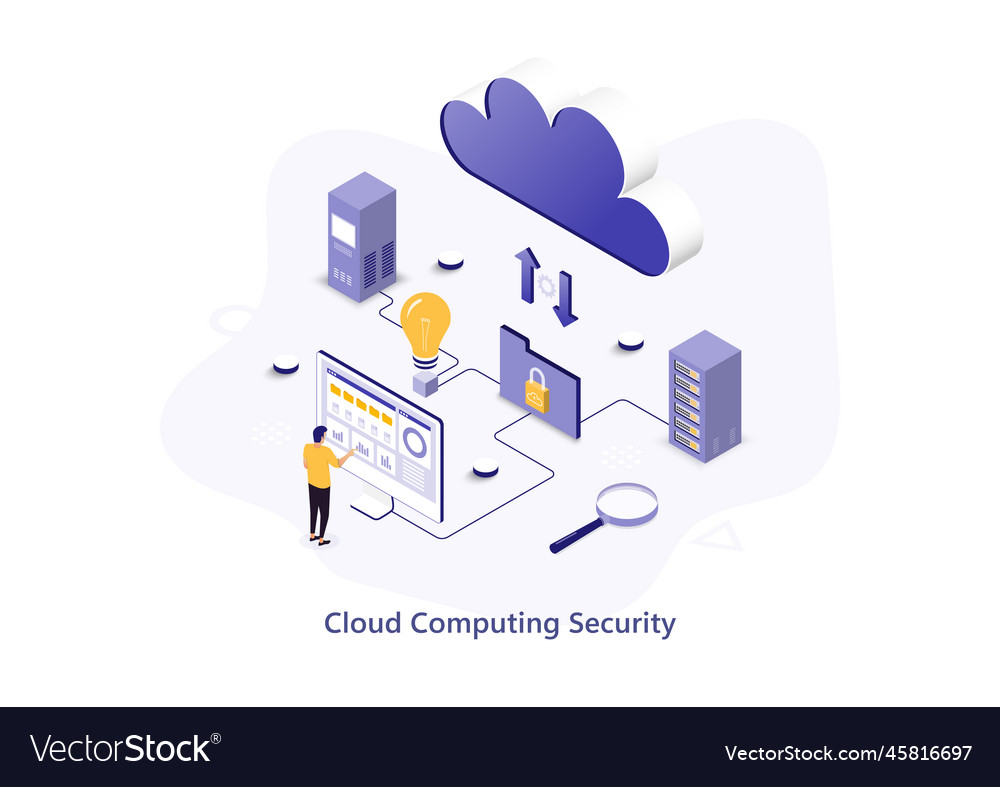 Cloud server data protectionplatform in isometric Vector Image