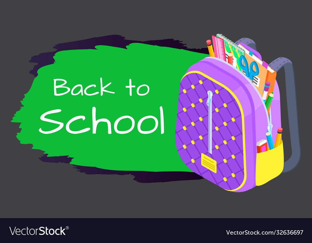 Colored school backpack back Royalty Free Vector Image