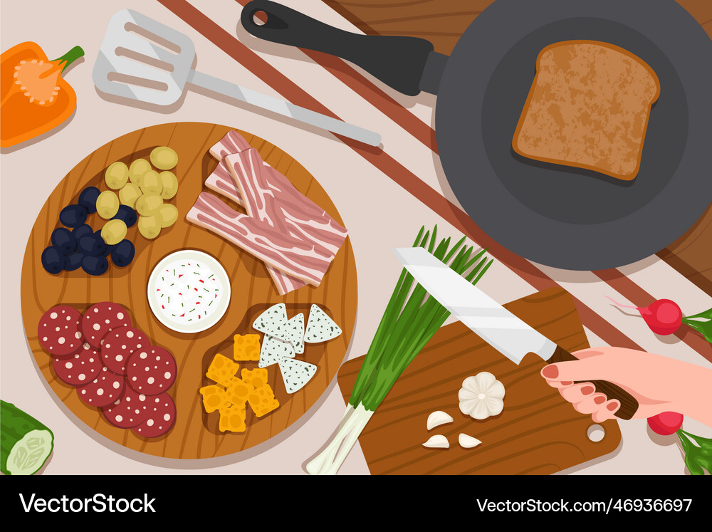 Cooking food top view Royalty Free Vector Image