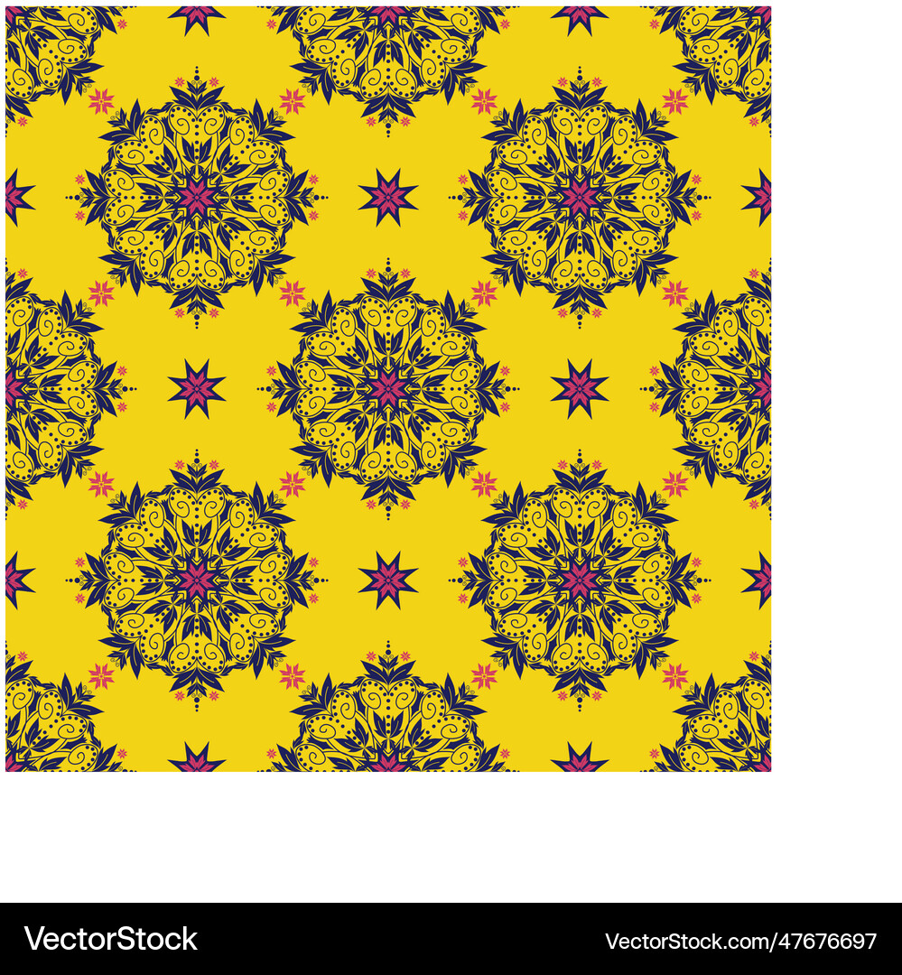 Ethnic floral colorful yellow pattern Royalty Free Vector