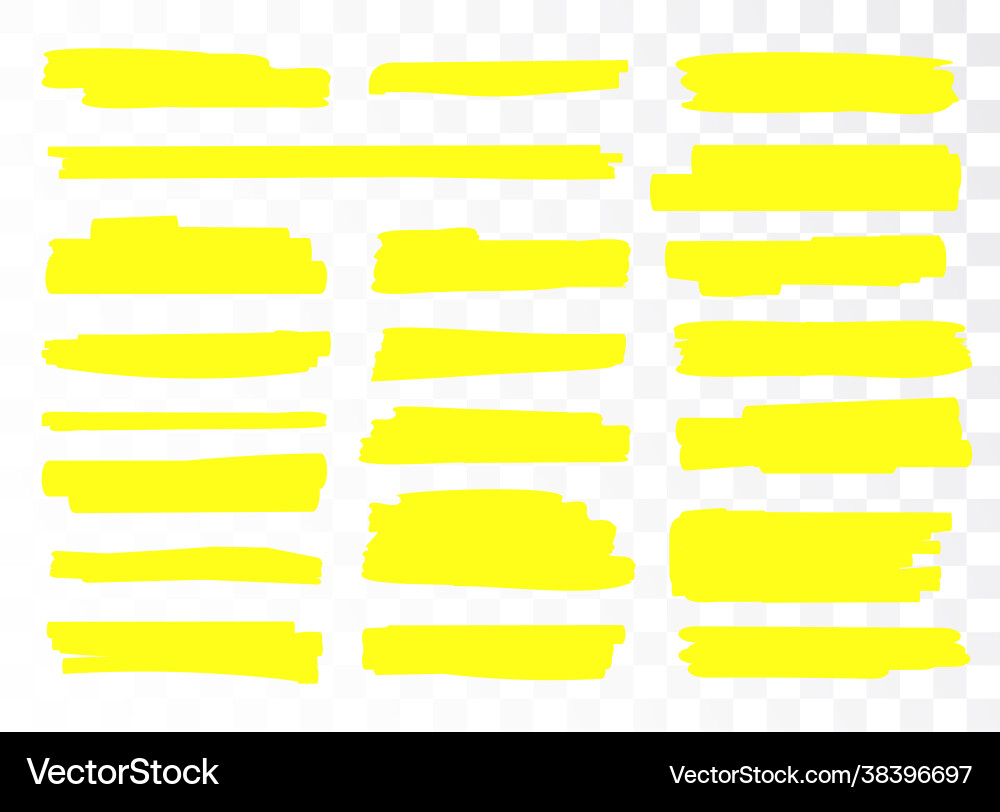 Highlight brush underline yellow marker pen Vector Image