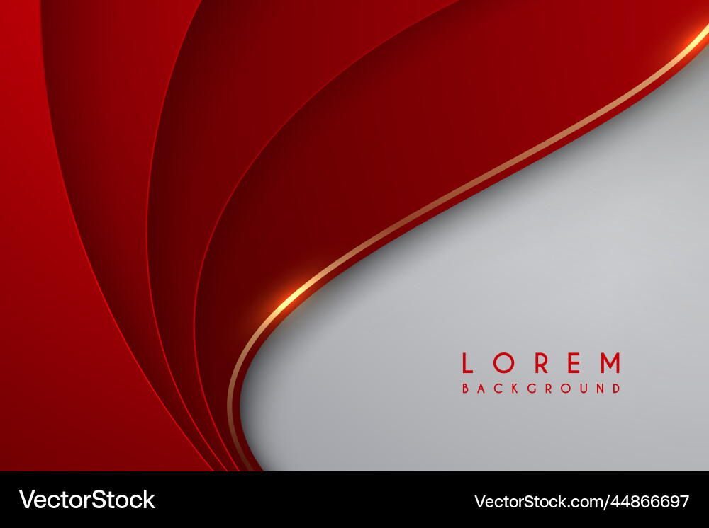 Red and white background with gold line Royalty Free Vector