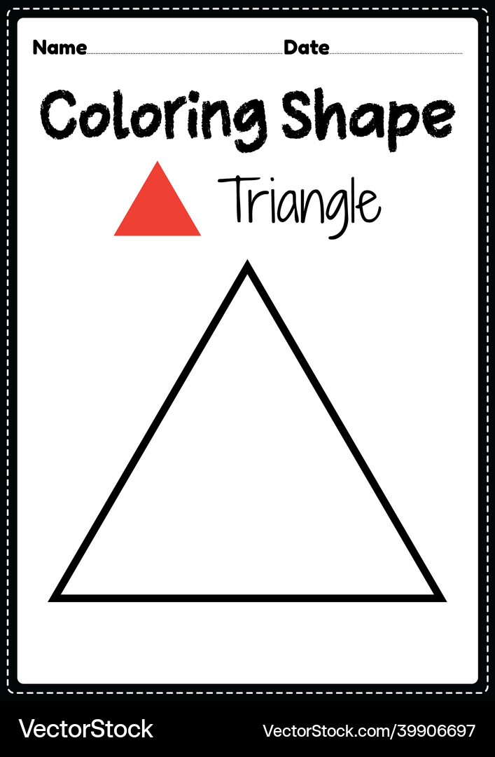 Triangle coloring page for preschool kindergarten Vector Image