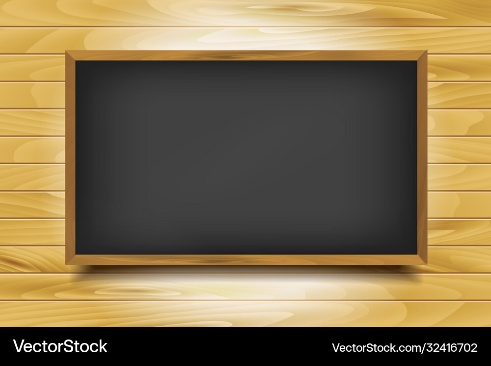 Blackboard on a background wooden planks Vector Image
