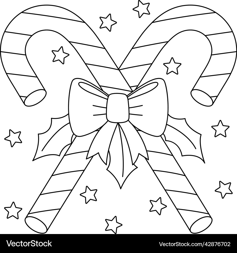 Christmas candy cane coloring page for kids Vector Image
