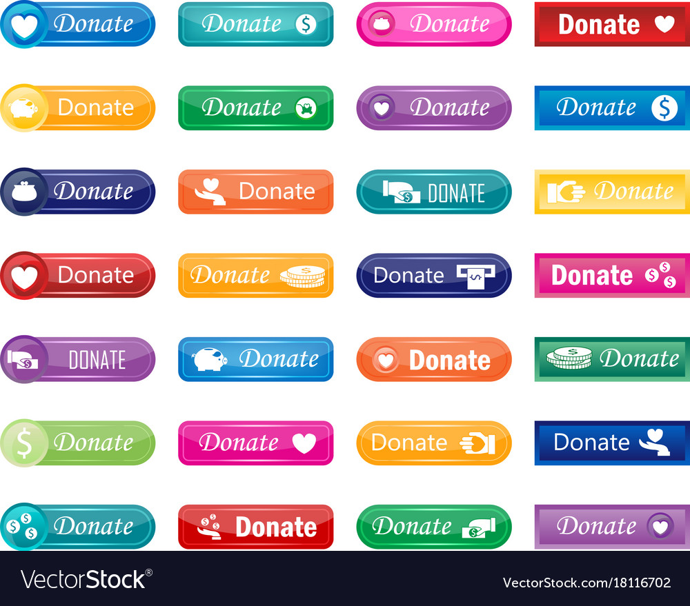 Colorful website donate buttons design Royalty Free Vector