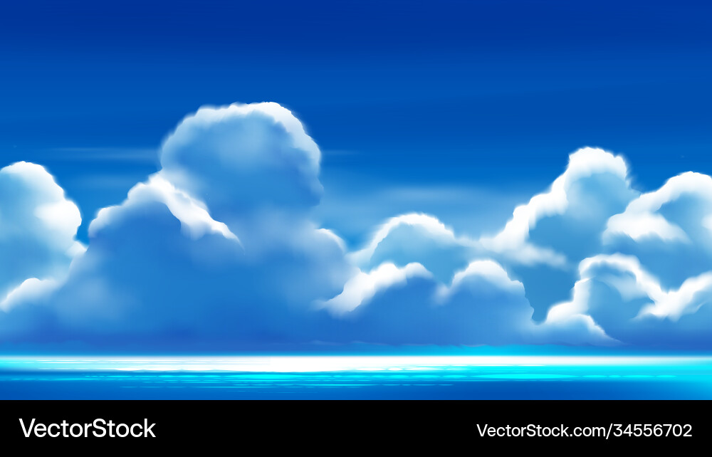 Cumulonimbus clouds on bright blue sky Royalty Free Vector