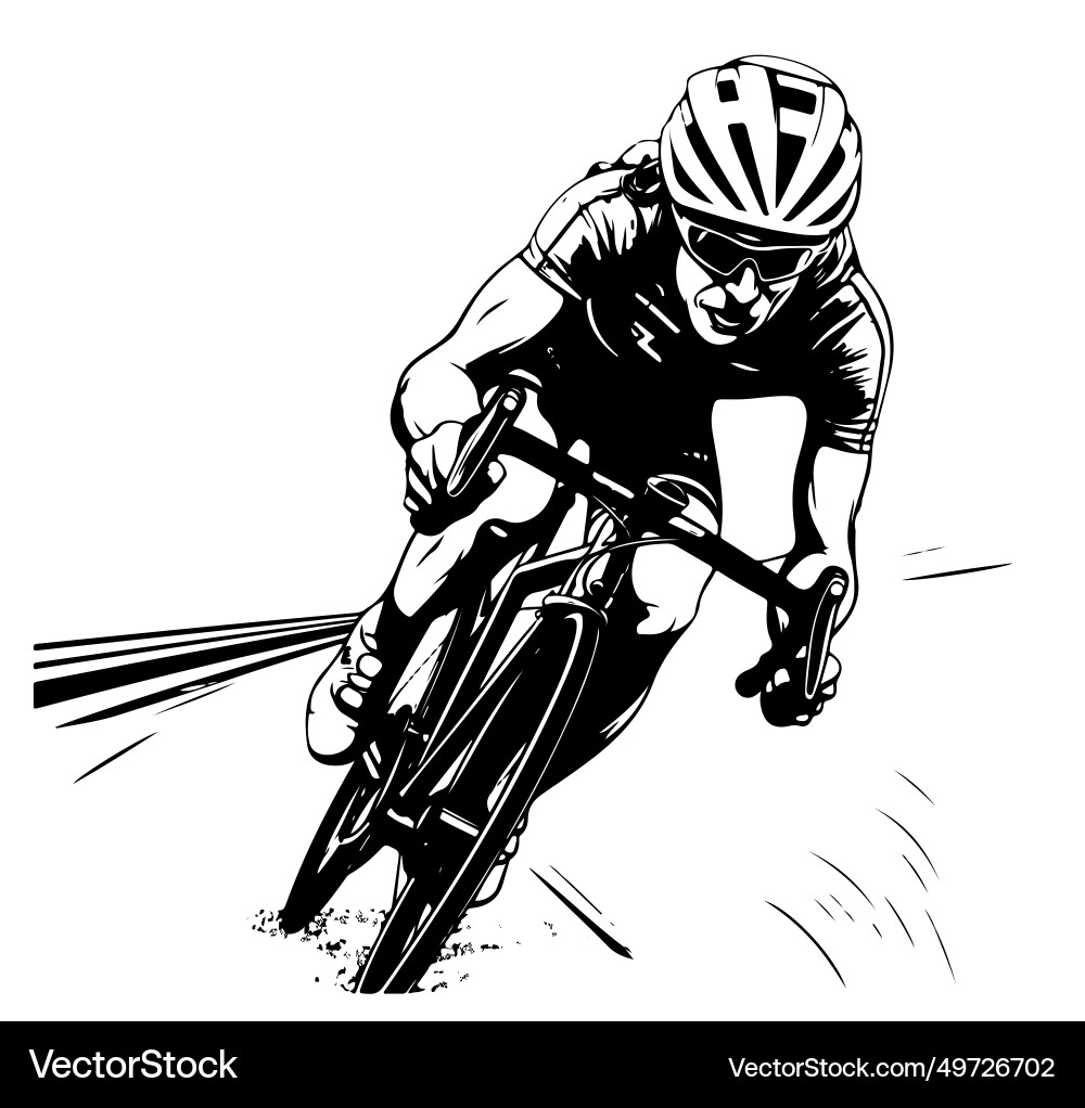 Cycling race stylized symbol outlined cyclist Vector Image