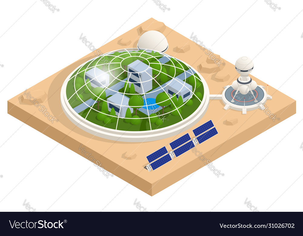 Isometric mars colonization biological Royalty Free Vector