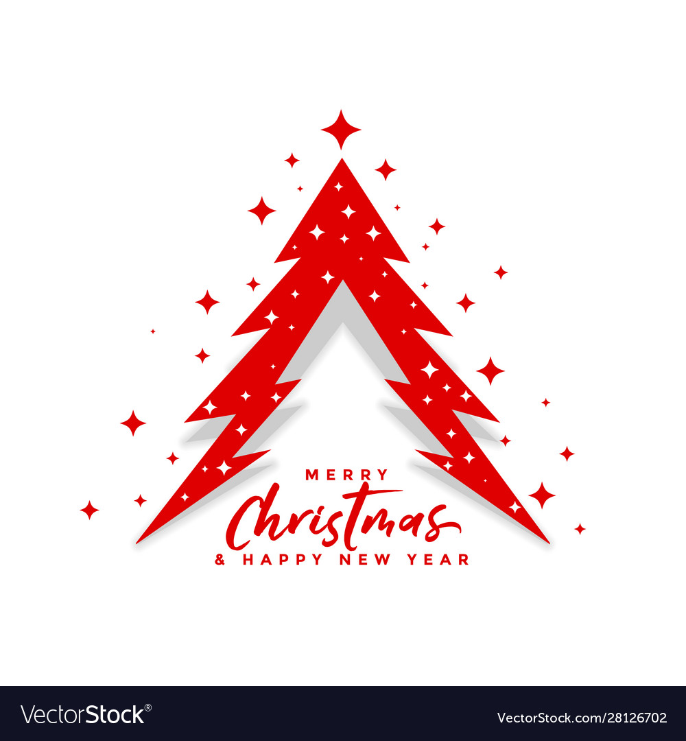 Merry christmas creative tree design with stars Vector Image