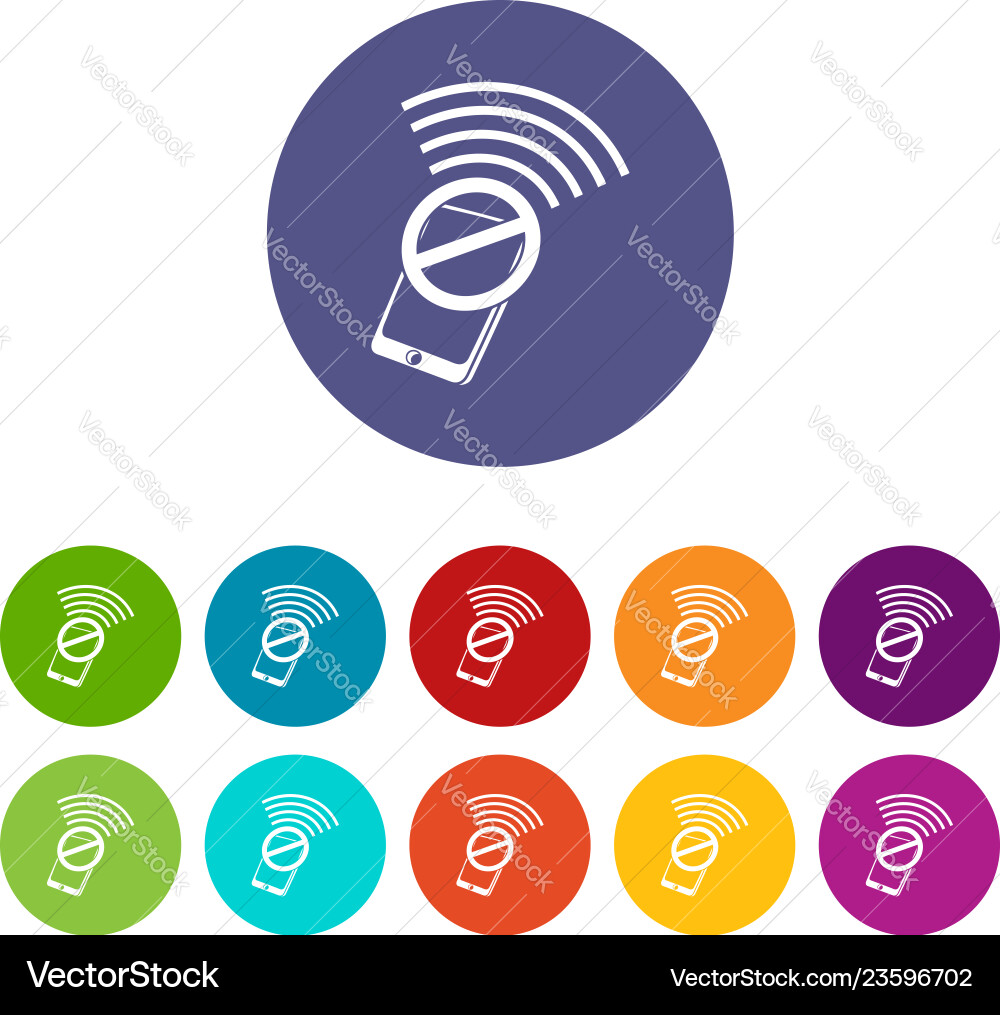 No wifi smartphone icons set color Royalty Free Vector Image