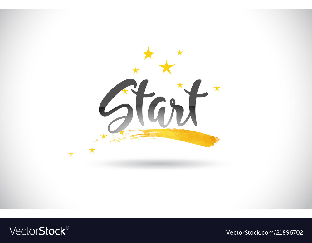 Start word text with golden stars trail Royalty Free Vector