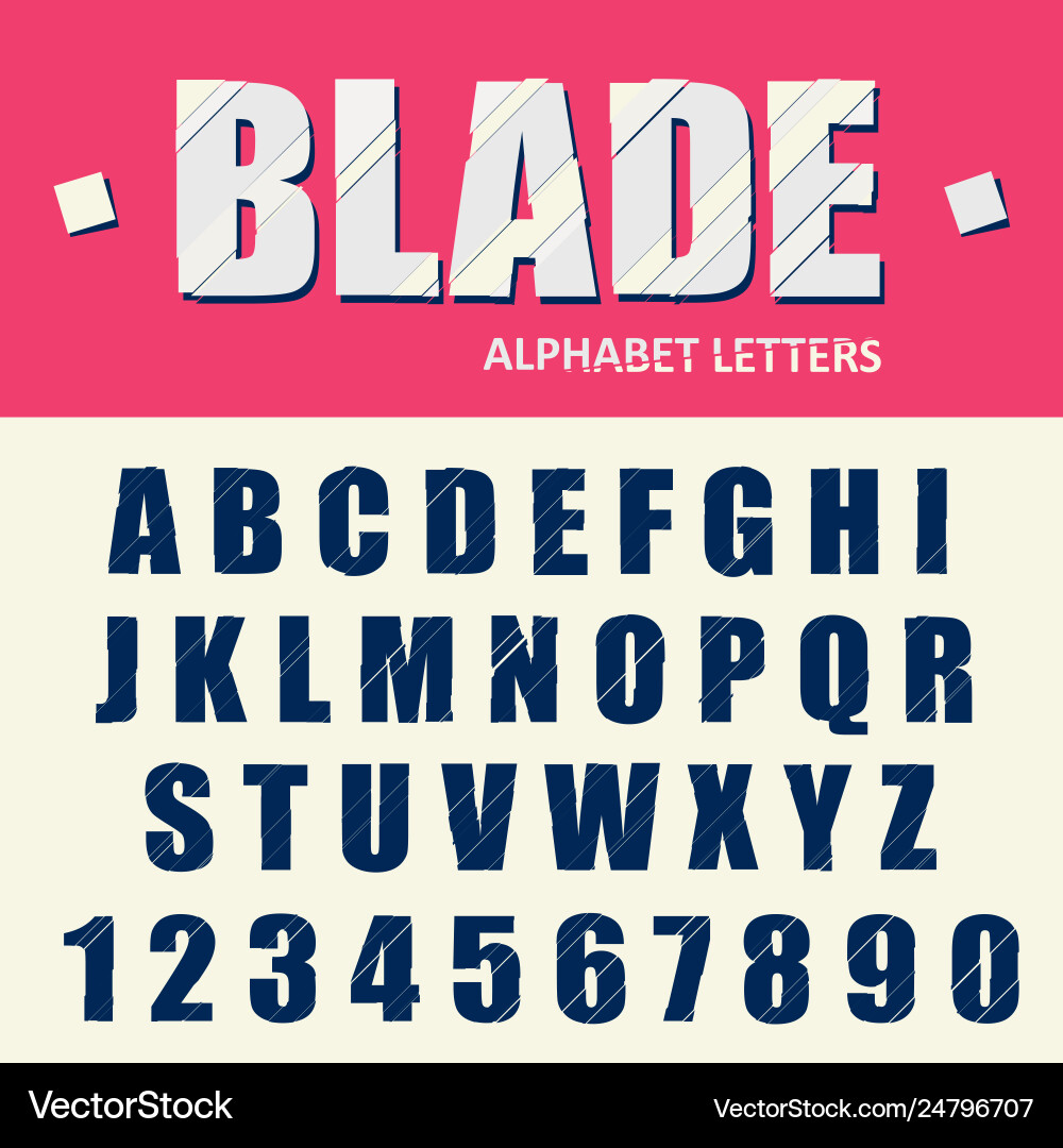 Broken alphabet glitch modern letters and numbers Vector Image